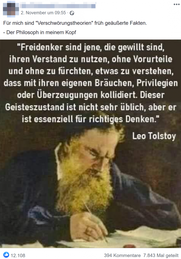 Ja, dieses Zitat über „Freidenker“ stammt vermutlich von Leo Tolstoi