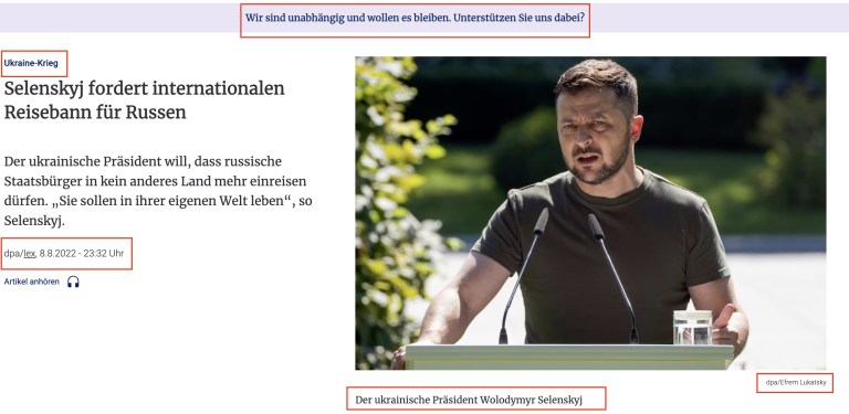 Artikel der Berliner Zeitung über Forderung von Sekenskyj existiert nicht