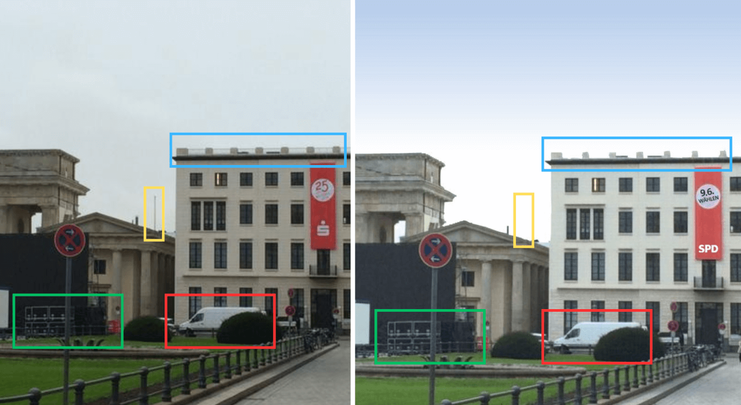 Nein, die SPD hat dieses Banner nicht neben dem Brandenburger Tor ...